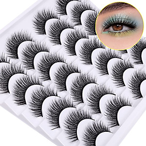 Newcally Lashes False Eyelashes Natural Fluffy Light Volume Faux Mink Lashes 14 Pairs Pack