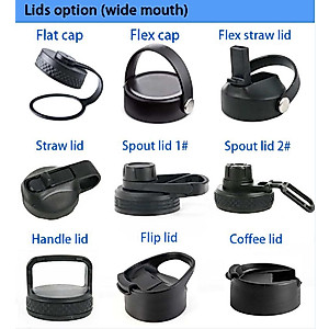 Castellanos Wide Mouth Coffee Flip Lid by Polerce (Black) - Compatible with All Wide Mouth Bottles (Hydroflask, Yeti, etc) - BPA-Free - Leak-Proof