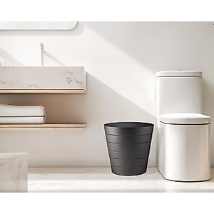 Luxuriaz Small Trash Can (1.3 Gallons), Dorm Trash Can, Heavy Duty Dust Bin, Mini Garbage Can for Bedroom, Plastic Wastebasket, Bathroom Wastebasket (Black) Round Paper Trashcan, Office Trash Can