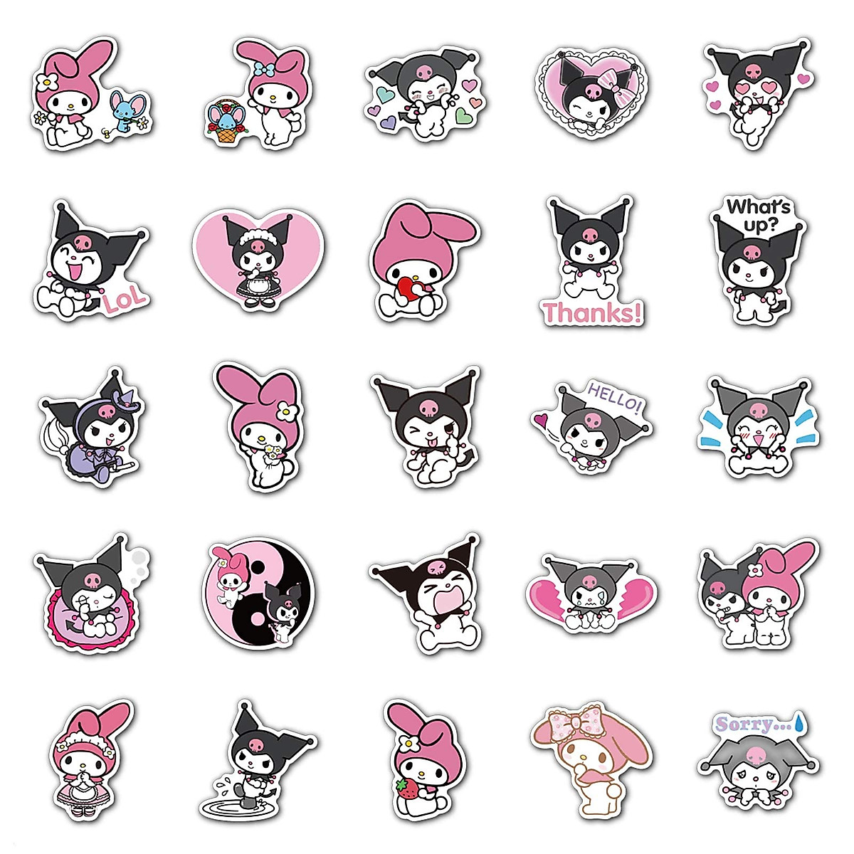 LANOU Cartoon Stickers 100pcs Cute Kuromi Stickers Pack Waterproof Vinyl Stickers for Kids Girls Adults Laptop Skateboard