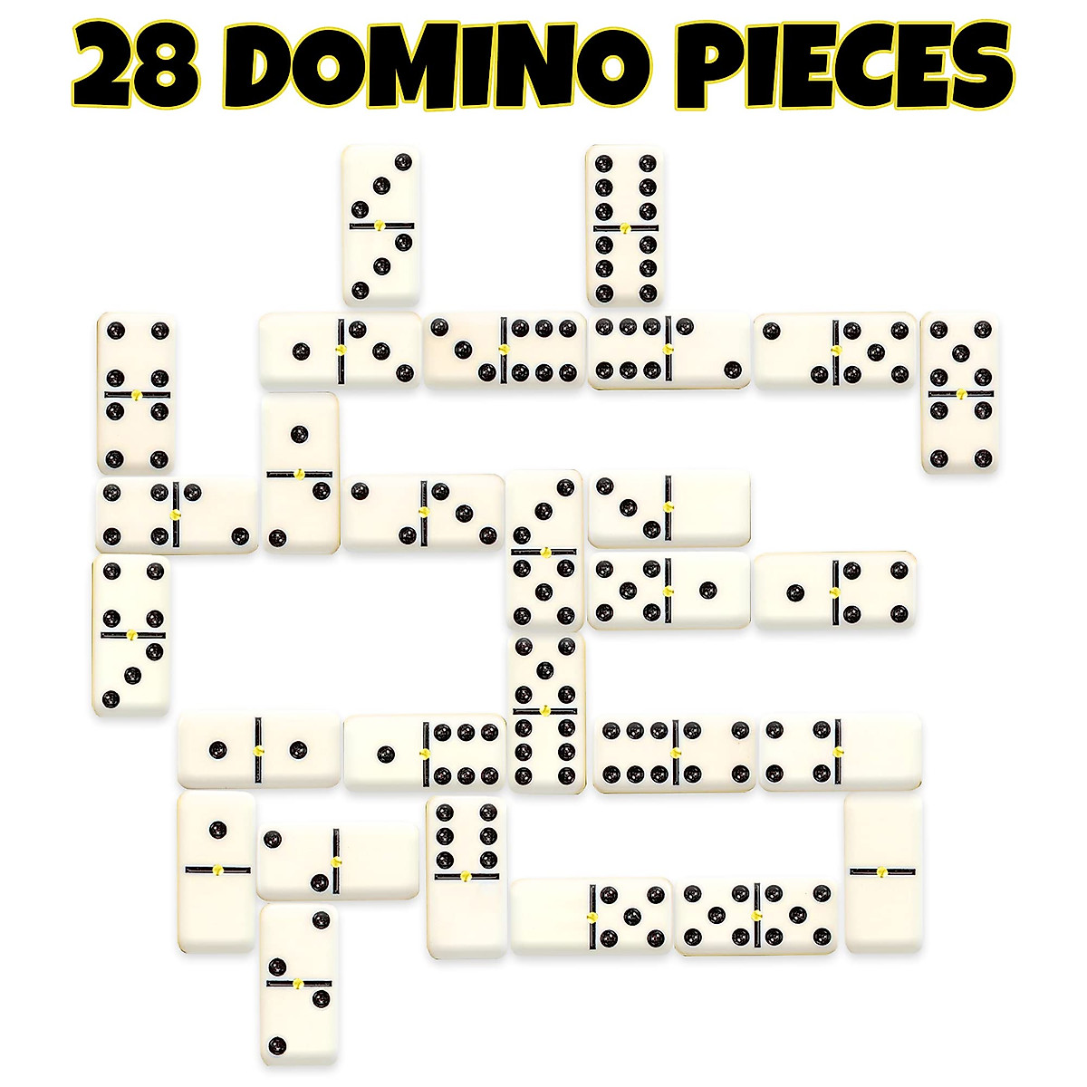 Gamie Double Six Dominoes Game in Faux Leather Case, 28 Dominos Tiles for Kids, Fun Educational Toy Classroom Kit, Classic Set of Dominoes for Travel in Gift Box