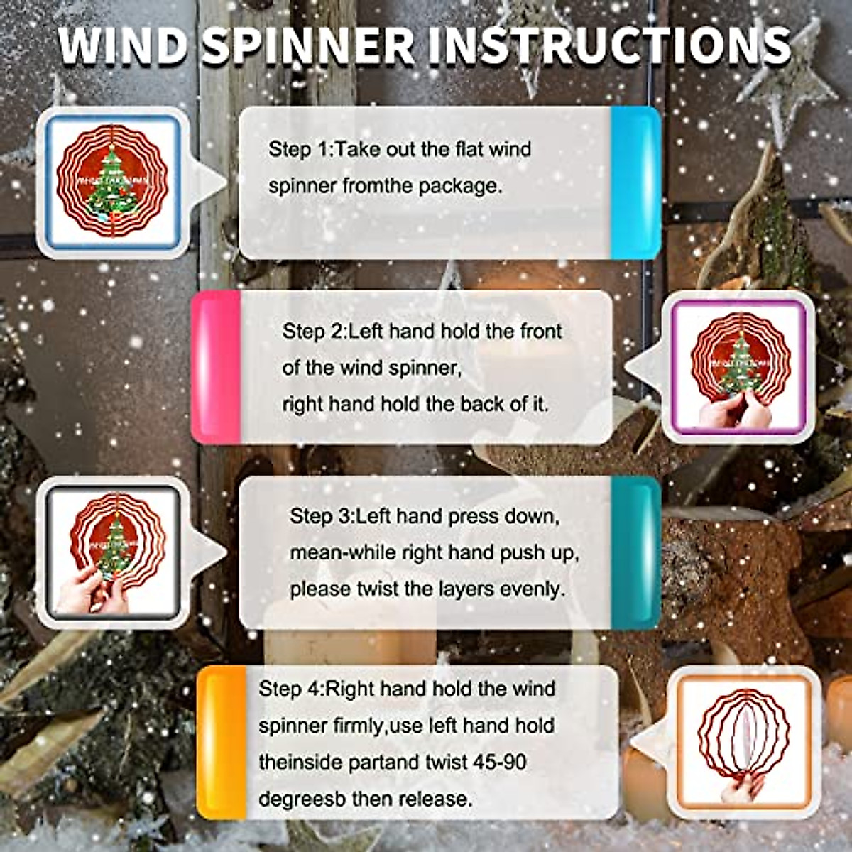 4 Pcs 8 Inch Sublimation Wind Spinner Blanks, 3D Aluminum Wind Powered Kinetic Sculpture, Spinner Suspension Trim for Yards & Gardens（Round）