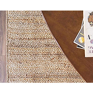 The Knitted Co. 100% Jute Area Rug 8 x 10 Feet- Rectangle Natural Fibers- Braided Design Hand Woven Natural Carpet - Home Decor for Living Room Hallways Bedroom (Natural- 8'x10')