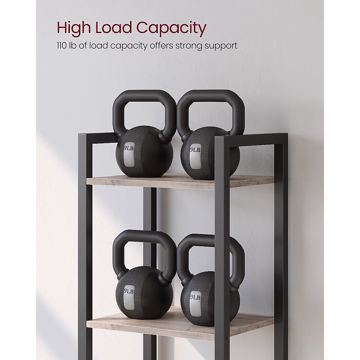 VASAGLE 6-Tier Tall Bookshelf, Narrow Bookcase with Steel Frame, Skinny Book Shelf for Living Room, Home Office, Study, 11.8 x 15.7 x 73.8 Inches, Industrial Style, Greige and Black ULLS101B02