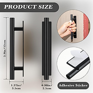 Barydat 50 Pack Stick on Drawer Pulls ABS Plastic Self Adhesive Door Cabinet Handles Peel and Stick Cabinet Handles Push Pull Helper for Kitchen Sliding Door Furniture(Black)