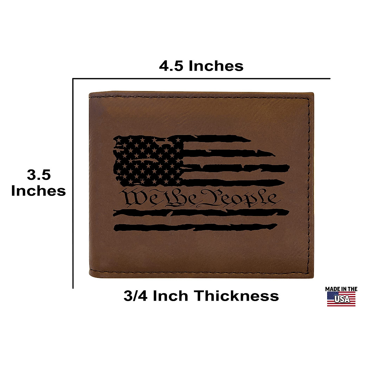 Rogue River Tactical USA American Flag We The People Constitution Men's Leather Bifold Wallet RFID Gift For Him Dad Father United States Billfold Patriotic
