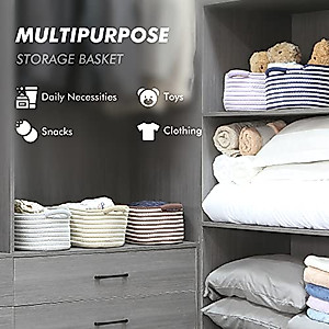 Sea Team Oval Cotton Rope Storage Basket, Woven Storage Bin, Nursery Storage Container with Handles, Diaper Caddy, Baby Shower Basket, Storage Box, Organizer, 15 x 11 x 6.5 Inches (Medium, Navy Blue)