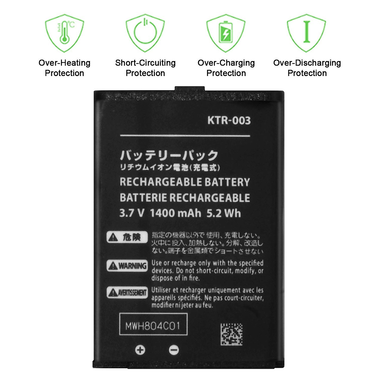 WUHAO Replacement Battery KTR-003 Battery for Nintendo MWH710A01 New 3DS NN3DS with Adhesive Tape Tool Repair Kit