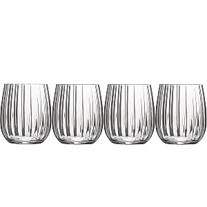 Mikasa Gail Optic Set of 4 Double Old Fashioned Stemless Glasses, 16-Ounce, Clear