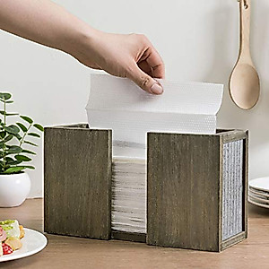 MyGift Paper Towel Holder Countertop, Vintage Reclaimed Style Gray Wood and Galvanized Metal Tabletop or Wall Mounted Folded Paper Towel Dispenser