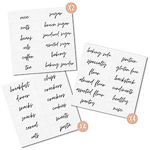 mDesign Kitchen Storage Labels, Preprinted Sticker Decals - Organize Containers, Jars, Bins, or Canisters Inside Cabinet, Pantry, Fridge, or on Counter - Home Sort Collection, 120 Labels, White/Black