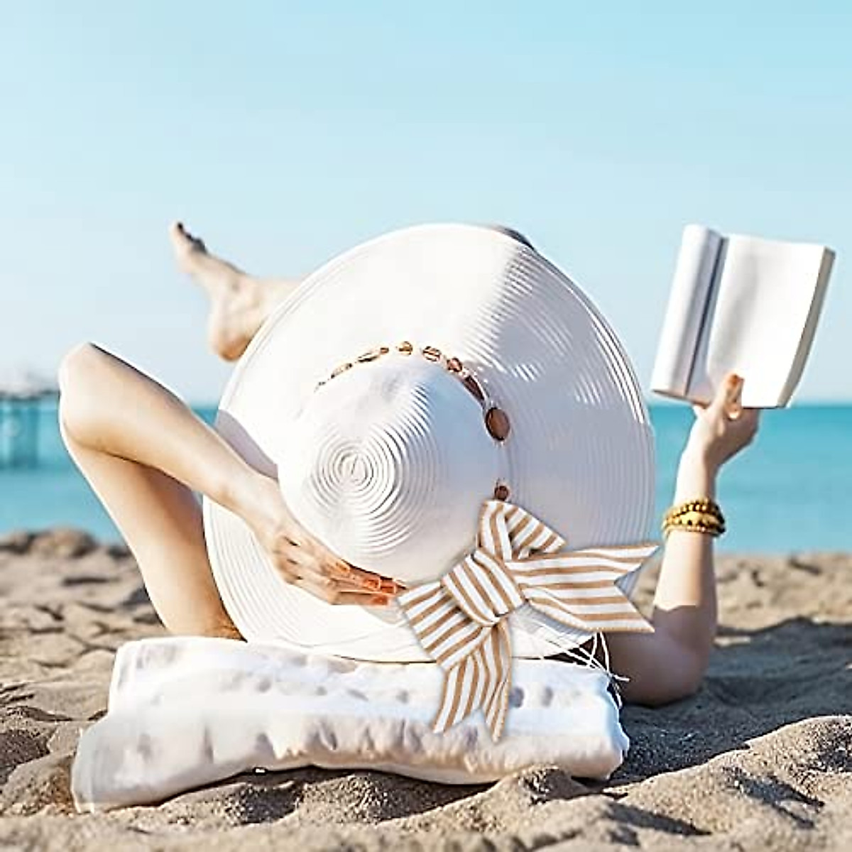 MuRealy Wired Ribbons 20 Yards, 2.5 Inch 4 Rolls Natural Welcome Stripe Polyester Farmhouse Ribbons with Buffalo Plaid Dot Letter for Craft DIY Wreaths Christmas Deco, Gifts Wrapping