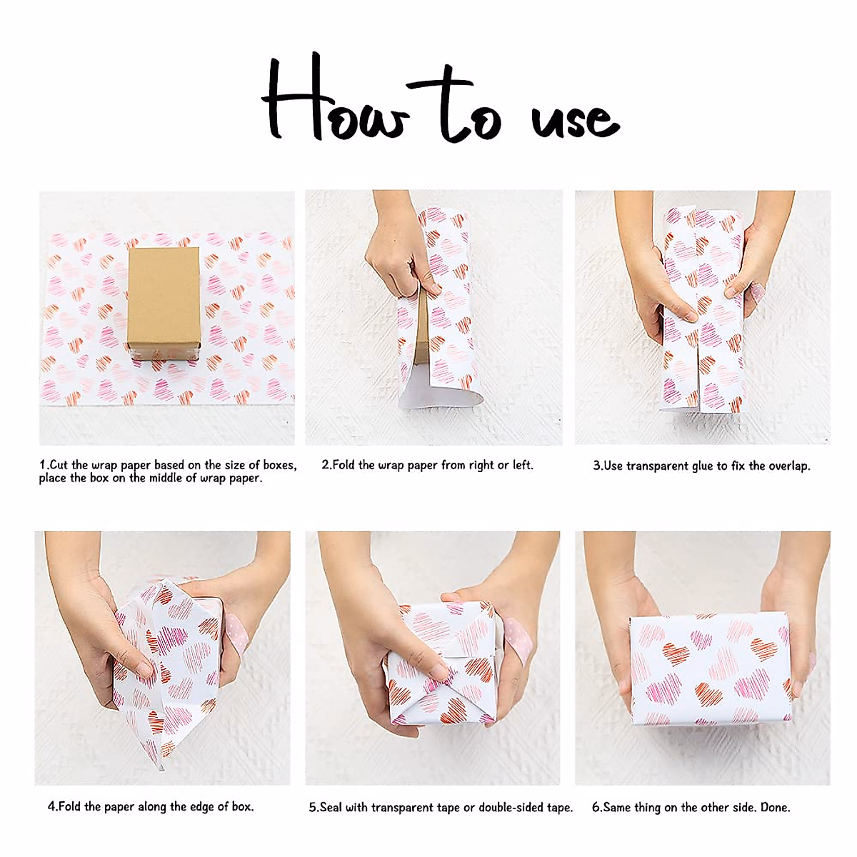 Valentine's Day Gift Wrap Paper,7 Sheets 7 Design Red White Pink Heart Wrapping Paper Set,Funny Love Wrapping Paper With 3-Color Ribbon For Adult Men Women Mothers Fathers Day Birthday Holiday Wedding