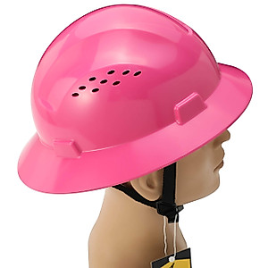 Noa Store HDPE Pink Full Brim Hard Hat with Fas-trac Suspension