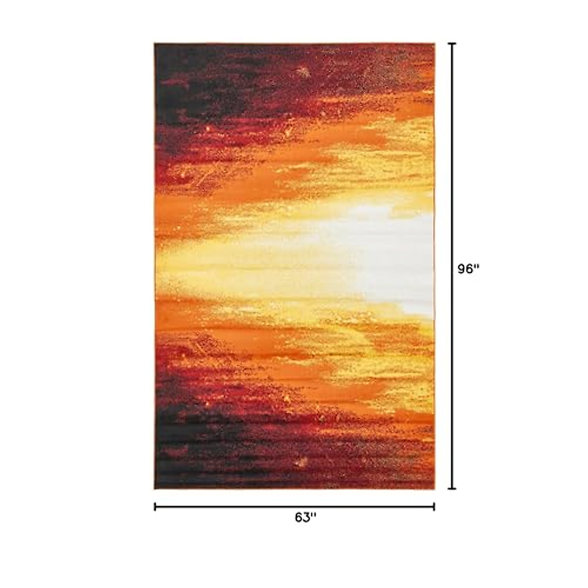 Unique Loom Metro Collection Contemporary Abstract Bright Warm Candle Light Area Rug, 5 ft x 8 ft, Orange/Yellow