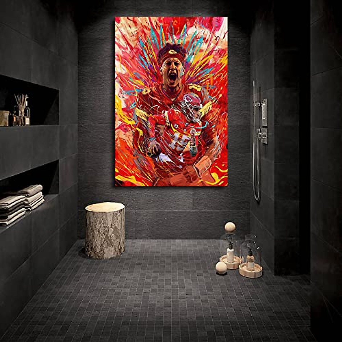 SANTA RONA Football Sports Poster Canvas Prints Wall Art Decor Living Room Artwork Posters Bedroom Modern Wall Art Pictures (W16inxL24in,Patrick Mahomes)