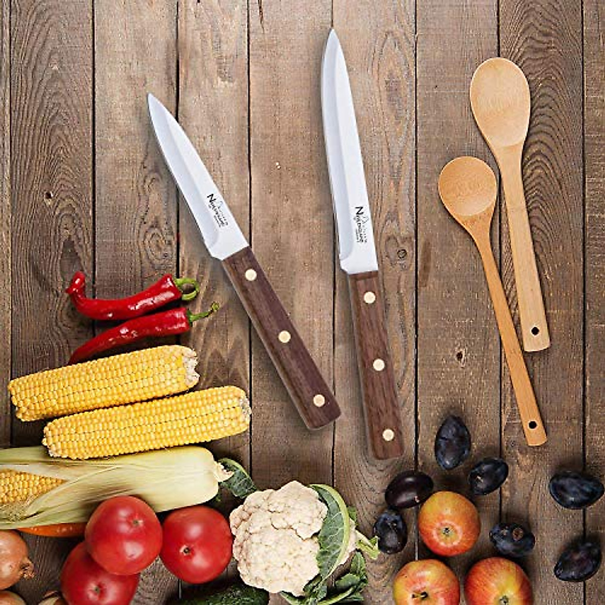 New England Cutlery Premium High Carbon Stainless Steel 3.5 inch Pro Paring Chef’s Knife with Sharp Razor Edge with Walnut Wood Handle