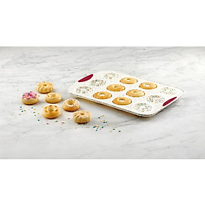 Trudeau Decorated Donut Pan-White Confetti/Fuchsia, 12 Cavity