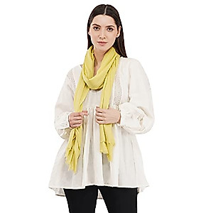 Womens Light weight Soft Cashmere Wrap Scarf Warm Solid Color Stole 100% Cashmere pure wool scarf, woven woollen stole (Yellow)