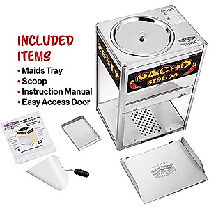 Great Northern Nacho Station Commercial Grade Nacho Warmer Merchandiser, Keeps Chips Warm and Fresh for Hours, Easy to Setup, Stainless Steel Frames with Heavy Duty Plate Glass