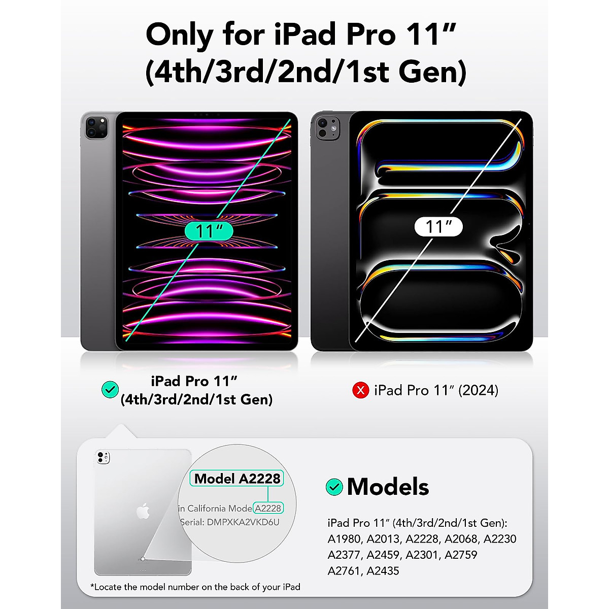 ESR for iPad Pro 11 inch Case, iPad 11 Pro Case (2022/2021, 4th/3rd Gen), Soft Protective Back Shell, Slim and Light, Yellowing Resistant, Supports Pencil Pro&Pencil (USB-C), Project Zero Series,Clear