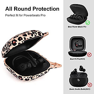 AIRSPO Silicone Case Cover for Powerbeats Pro Anti-Lost & Shockproof Easy Carrying Protective Case with Keychain (Leopard Print)