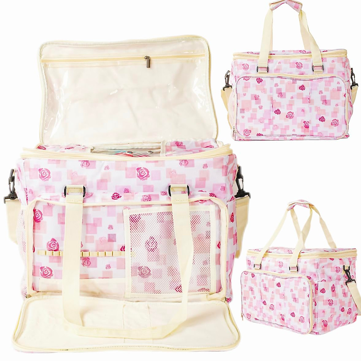 Athena's Elements Embroidery and Cross Stitch Storage Bag – Sewing, Embroidery and Cross Stitch Kits Carrying Bag – Premium Organizer Bag (Rose Pink)