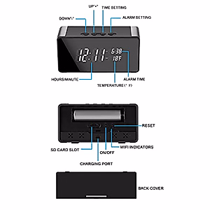 Spy Camera WiFi Hidden Camera Alarm Clock, 4K Wireless Spy Nanny Cam for Home Indoor Security, Remotely Access Camera and Real-time Monitoring with Night Vision & Motion Detection Alert