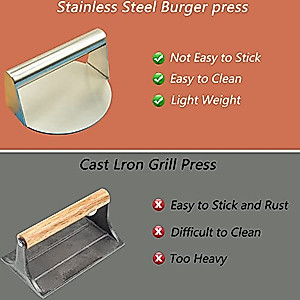 NA Burger Press, Stainless Steel Hamburger Press 5.5 inch Round Burger Smasher Grill Press, Professional Griddle Accessories Kit for Flat Top Grill, Hamburger Patty Maker and Squeeze Grease