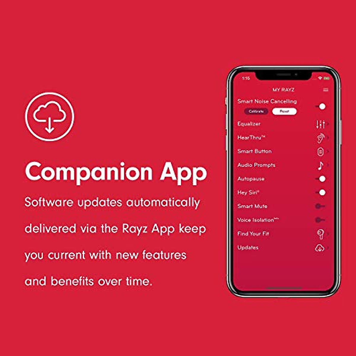 RAYZ Pioneer Plus (Black) Active Noise Cancelling Wired Earphones with Microphone in Ear Corded Smart Noise Reduction, Auto-Pause, Hands-Free, Hey Siri MFI Certified Compatible iPhone, iPad, iPod