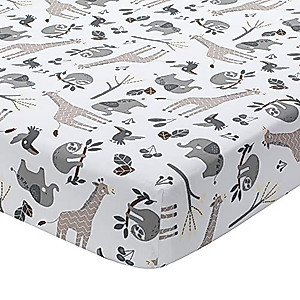 Lambs & Ivy Baby Jungle Animals 4-Piece Gray/White/Taupe Crib Bedding Set