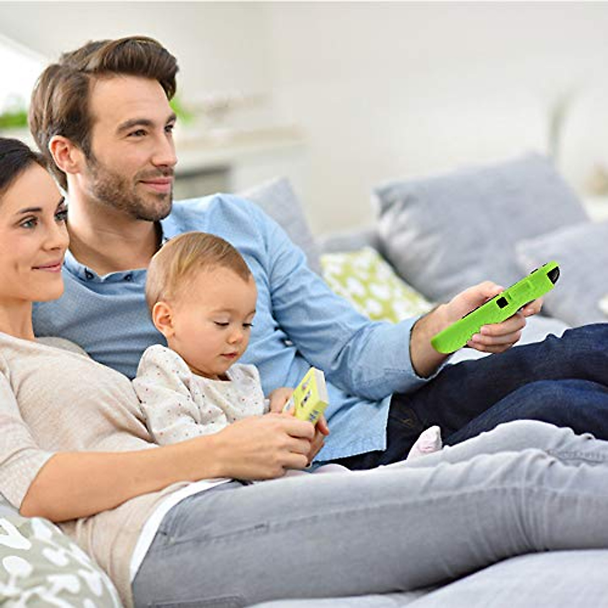 2 Pack Silicone Protective Cases Compatible with TCL Roku TV Steaming Stick 3600R Remote Control, Lightweight Shockproof TV Remote Cover Anti Slip Remote Controller Cover Skin (Glow Blue + Glow Green)