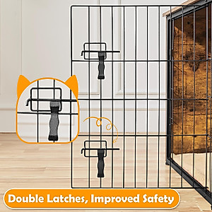 Yaheetech 40'' Dog Crate Furniture with Cushion Set of 2, Wooden Dog Crate with Double Doors/Adjustable Feet Side End Table for Medium-Sized Dogs