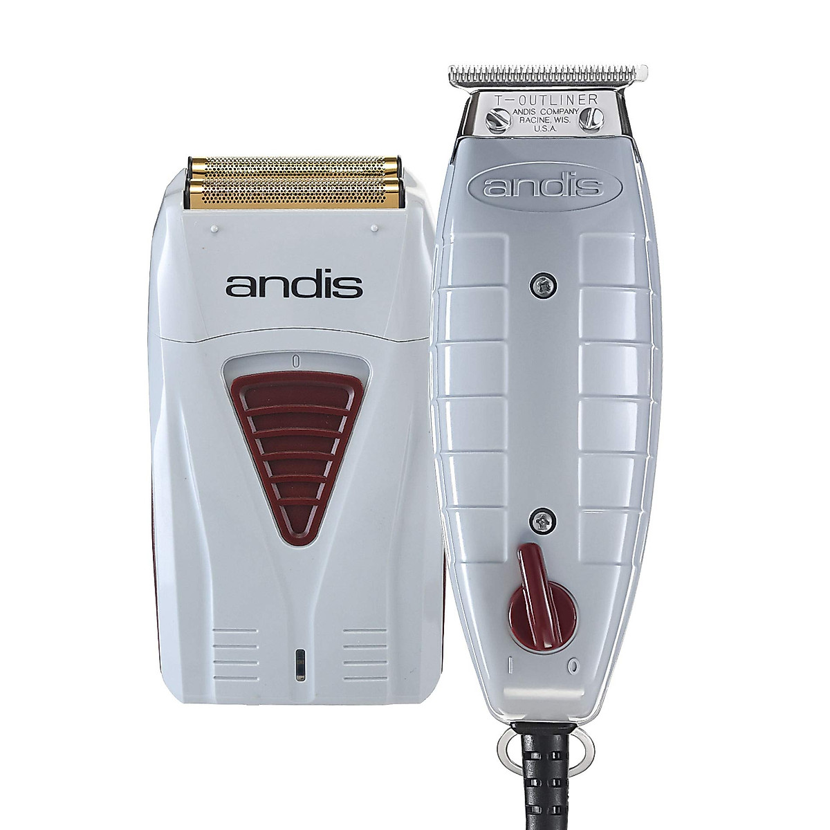 Andis Professional Finishing Combo, T-Outliner Beard/Hair Trimmer with T-Blade, Gray, Model GTO - Cordless Mens Lithium Battery Titanium Foil Shaver (17195) - Bundled with BeauWis Brush