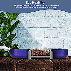 EaZy MealZ Square Non-Stick Grill Pan for Stove, Light weight, Perfect Grill Marks, Oven Safe up to 500 Degrees, Large, 10.5" Blue