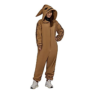 Fortunehouse Oogie Boogie Costume Unisex Onesie Pajamas Cosplay Costume (L), Light Brown