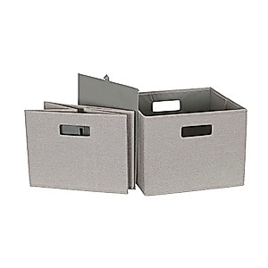 Household Essentials Fabric Storage Bins 2 Piece Set, Strong Poly-Woven Fabric, Sturdy Chipboard Sides