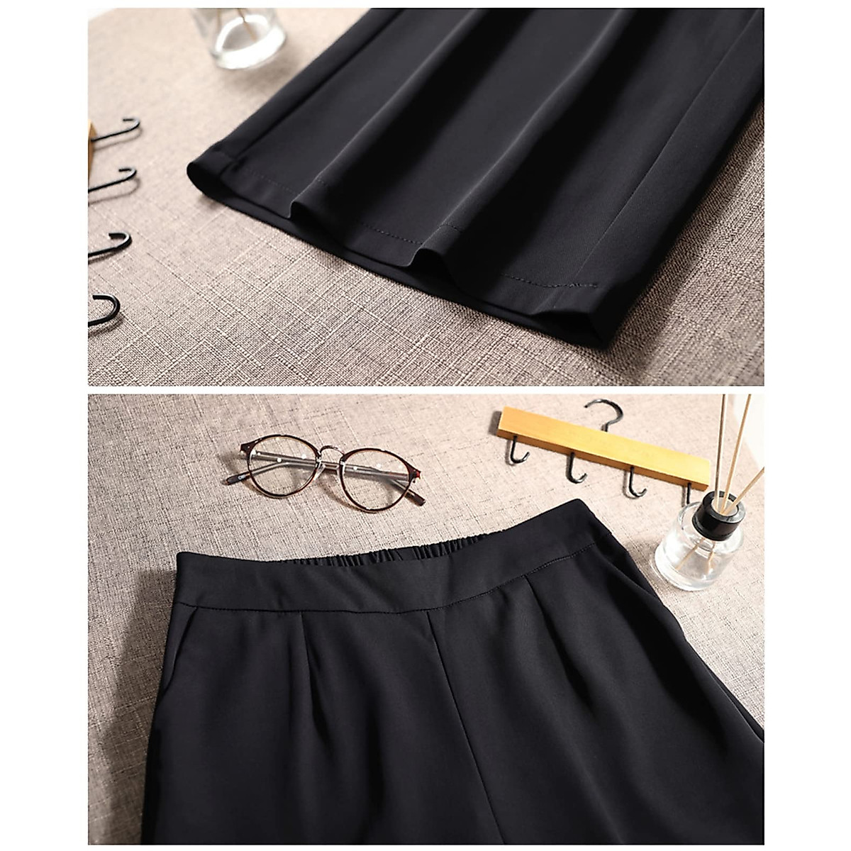 ZENTHACE Womens Capri Yoga Pants Elastic High Waist Wide Leg Workout Loose Summer Pull On Capris Pants with Pockets White M