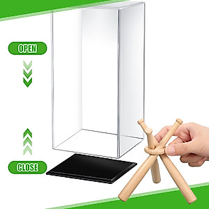 Mudder Baseball Display Case and Wood Stand Acrylic Baseball Holder Acrylic Box with Grass Pad for Ball Display Mini Wooden Bat Showcase Holders for Memorabilia Autograph Ball(1 Pack)