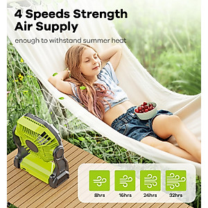 DOWILLDO Camping Fan with LED Lantern, 10400mah Portable Battery Operated Outdoor Fan, Personal Rechargeable Fan for Travel, Hiking, Fishing, Picnic (Green)