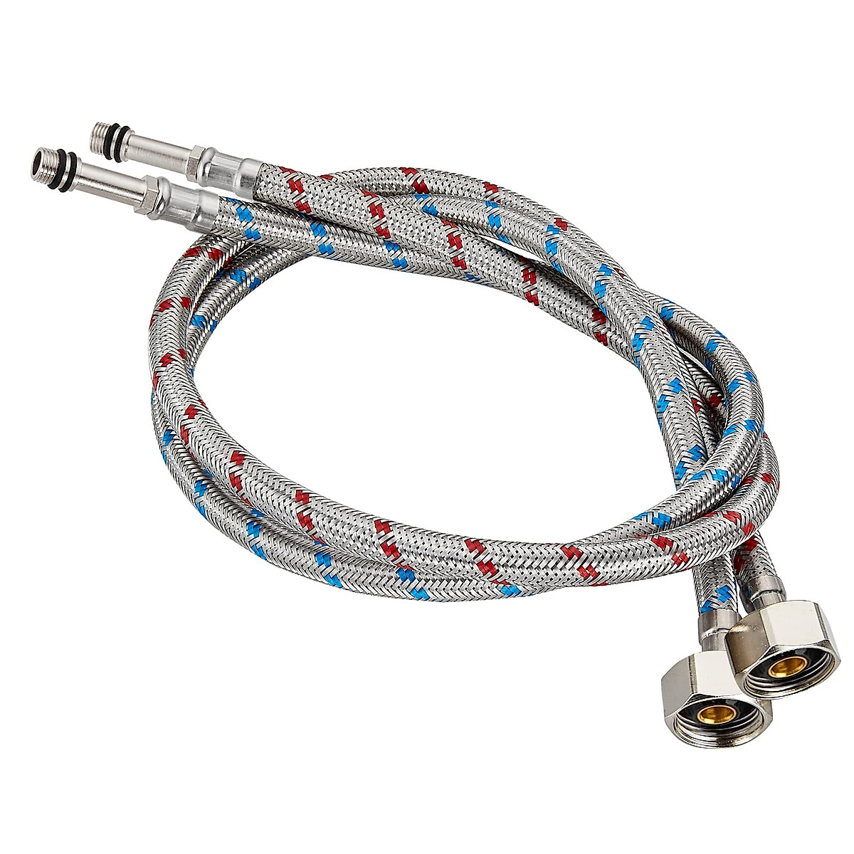 Aolemi 32-Inch Faucet Supply Hoses Braided Stainless Steel Long Faucet Supply Lines Connector 1/2-Inch Female Compression Thread x M10 Male Connector 2 Pcs (1 Pair)