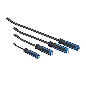 Pry Bar Set Heavy Duty, Thicker Hammer Strike Cap, Angled Tip, Mechanic Hand Tools for Automotive, Demolition, Nail Puller, Crowbar | 4-Piece