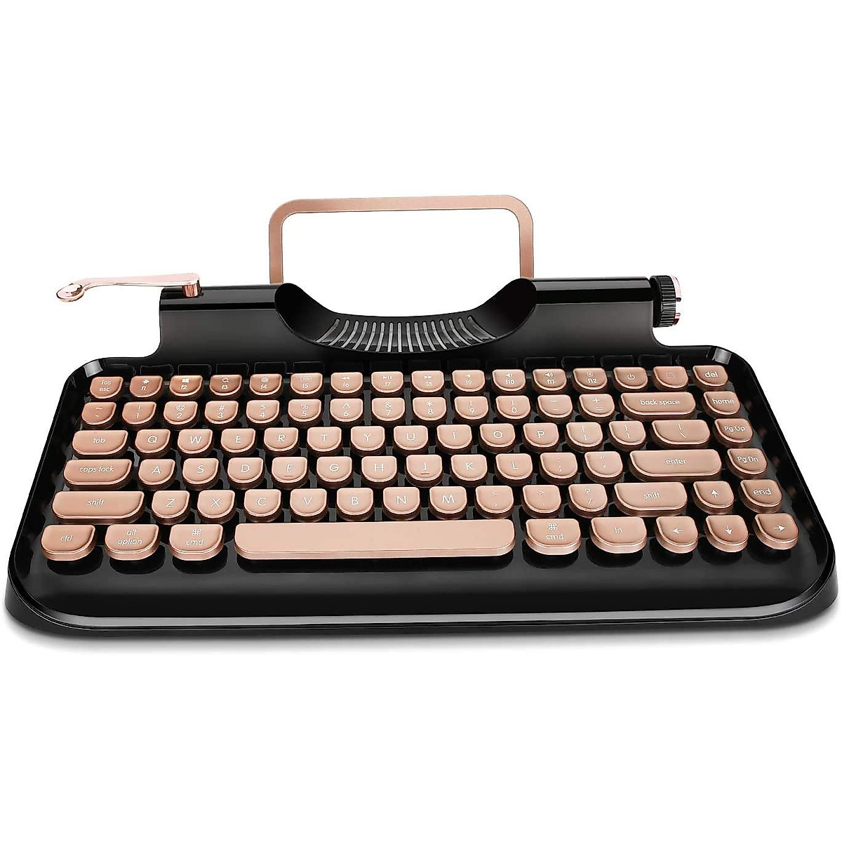 fotorkit Rymek Classic Typewriter Style Mechanical Keyboard USB Wired& Bluetooth Wireless Keyboard with Tablet Stand and RGB Dynamic Backlit Windows Mac iOS Android Supported-knewkey