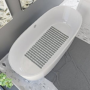 ROMROL Bathtub mat Shower mat Nonslip,Anti-Slip Bath mat for Bathtub Shower mats for Inside Shower, Bath mats for Bathroom Nonslip with Drain Hole and Suction Cups（Grey, 27.2 X 15.4 Inch）