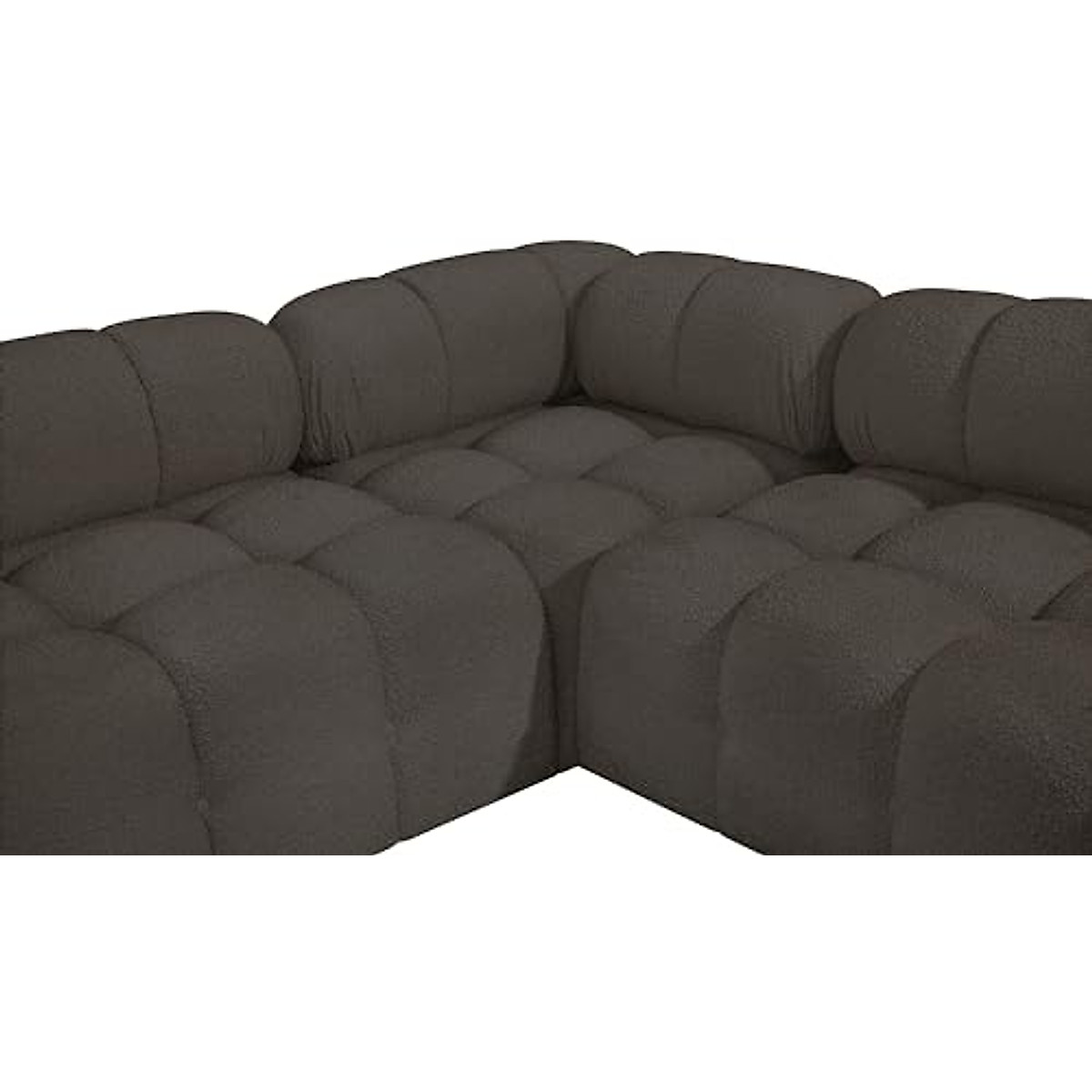 Meridian Furniture 611Brown-Sec4A Ames Collection Modern | Contemporary Modular Sectional with Rich Brown Boucle Fabric, Modular to Create Infinite Configurations, 102" W x 68" D x 28" H, Brown