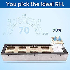 Woodronic Cigar Humidor Cabinet for 100-150 Cigars with Digital Hygrometer, Spanish Cedar Lining and Drawers, Crystal Beads Humidifiers, Magnetic Door, Glossy Ebony Finish, Desktop Gift for Father