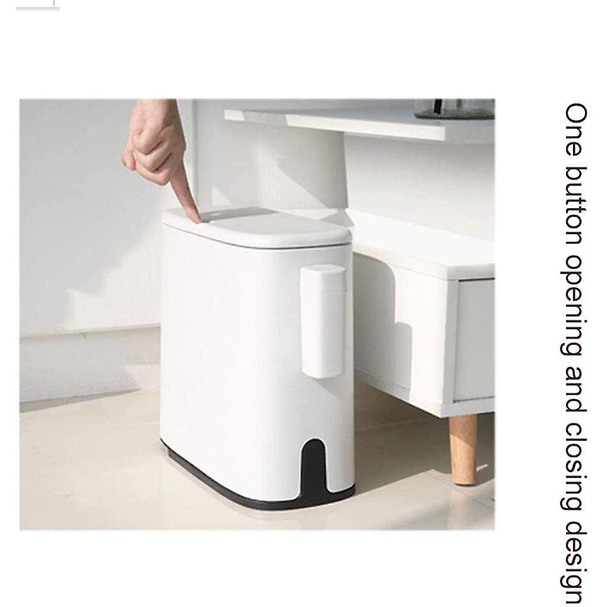 Trash Can with Lid 11 Liter Double Barrel Waste Basket Rectangular Garbage Container Bin for Bathroom Bedroom Kitchen and Office Removable Liner Bucket (Color : White)