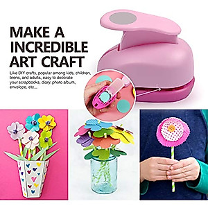 BearBoss 5 Pcs Craft Hole Punch, Handmade Scrapbook Paper Puncher, Different Size of Scrapbooking Punches Crafting Designs for Office Supplies, Card Making, DIY Albums Photos, Pink Color (Circle)