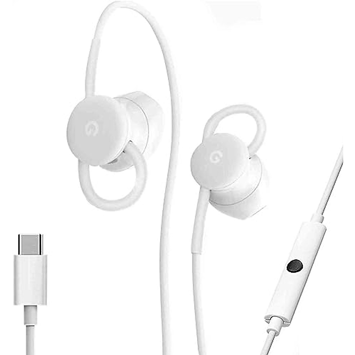UrbanX USB-C Wired Digital Earbud Headset Compatible with Google Pixel Phones and All Other Type C Audio Jack Phones – White