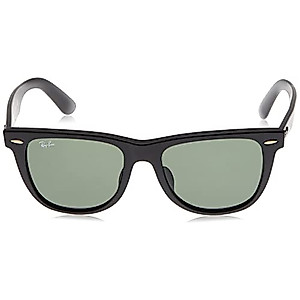 Ray-Ban RB2140F Original Wayfarer Low Bridge Fit Square Sunglasses, Matte Black/G-15 Green, 52 mm